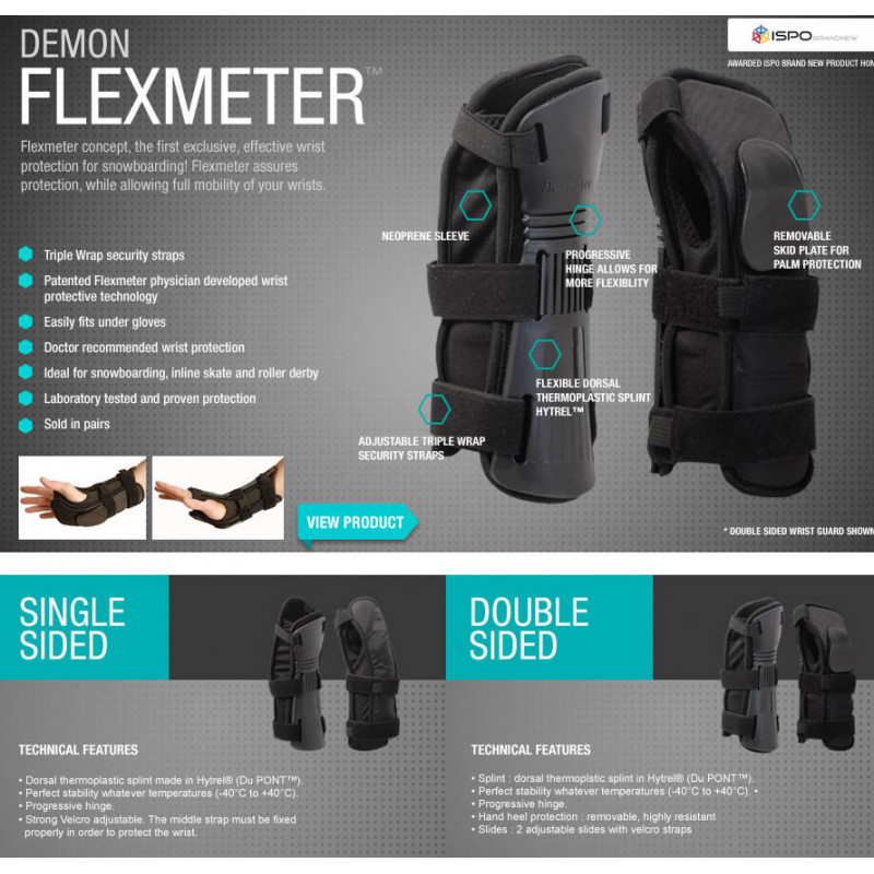 protections poignets Demon FLEXMETER WRIST GUARD SINGLE BLACK